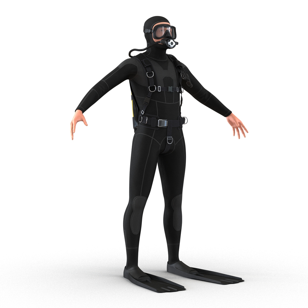 diver rigged 3d model