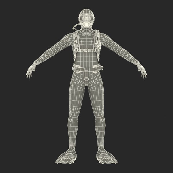 diver rigged 3d model