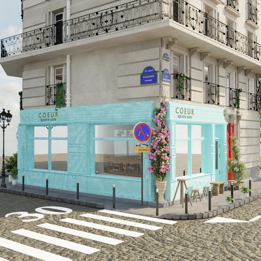 3D Paris Coeur Healthy Epicerie Cafe - TurboSquid 2365772
