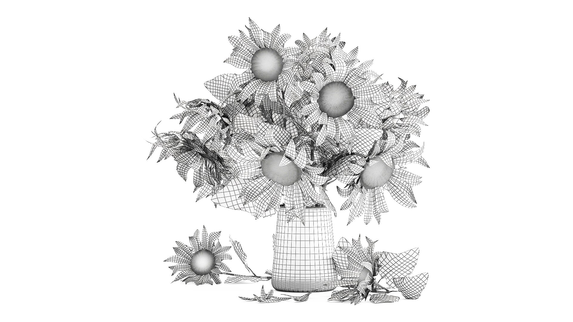 3D Flower Bouquet Of Sunflowers In A Vase 118 Model - TurboSquid 1762568