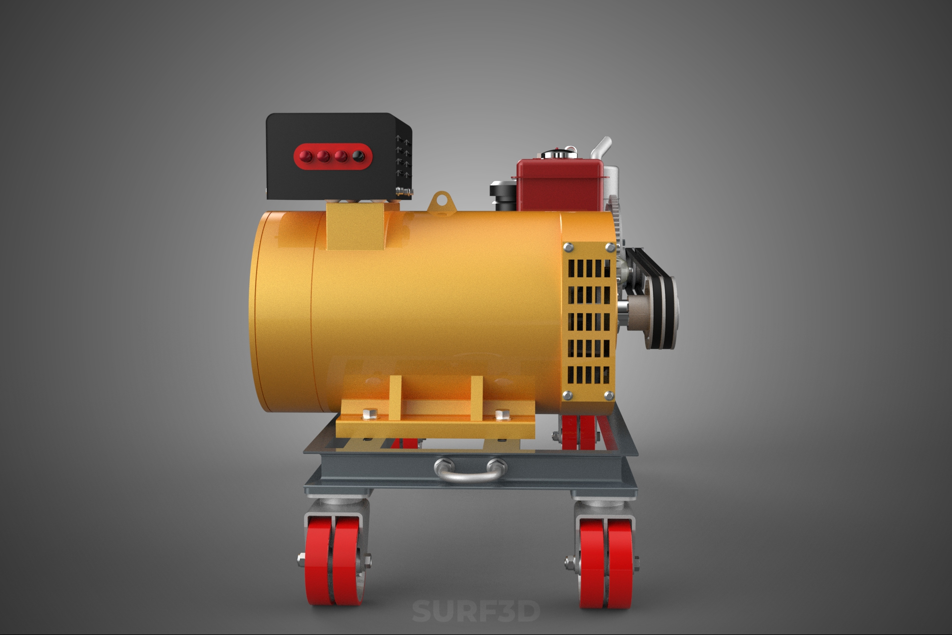 Modello 3D GRUPPO ELETTROGENO DIESEL CON RUOTA ORIENTABILE E ...