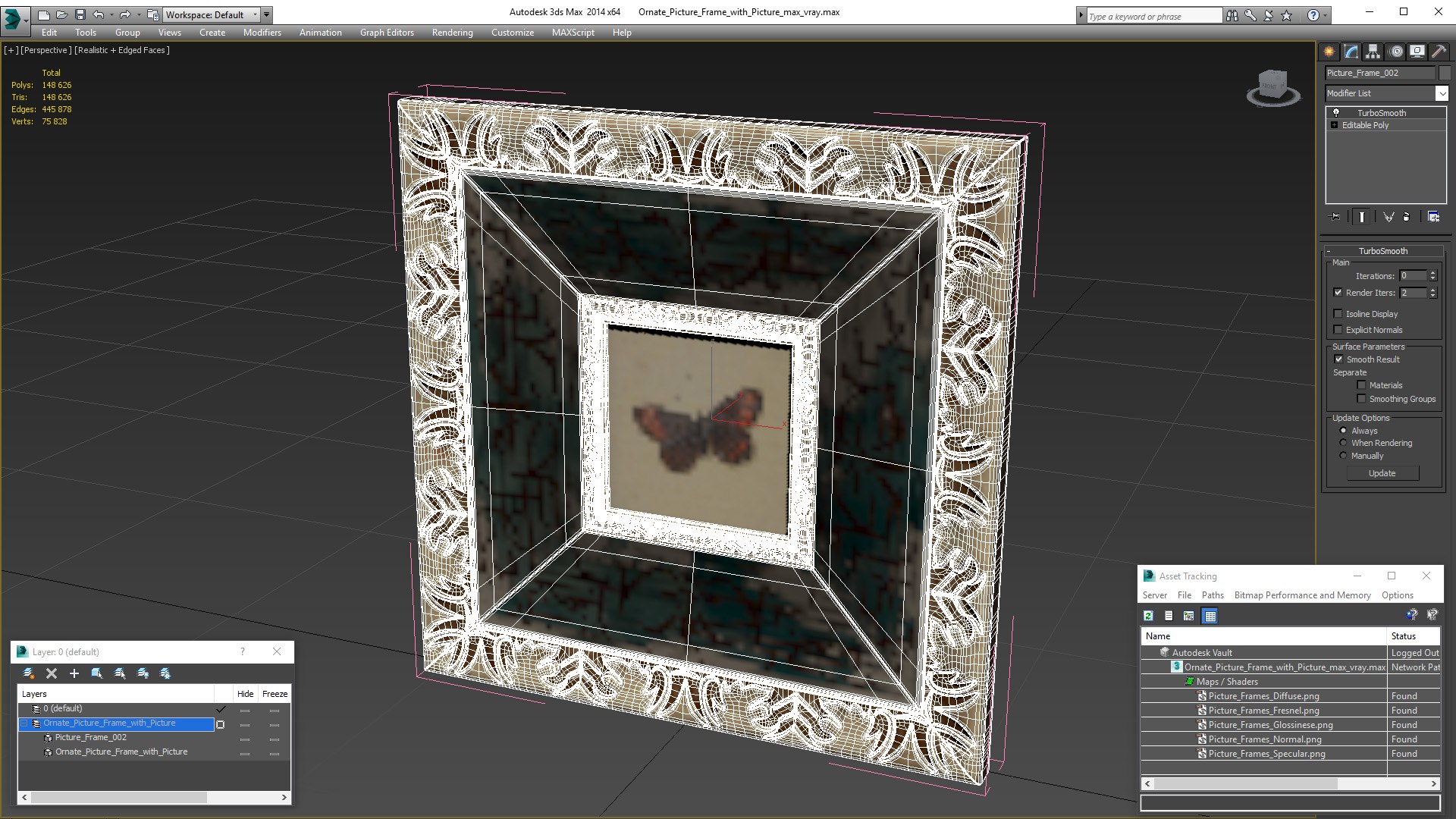 Ornate Picture Frame With Picture 3D Model - TurboSquid 1992422