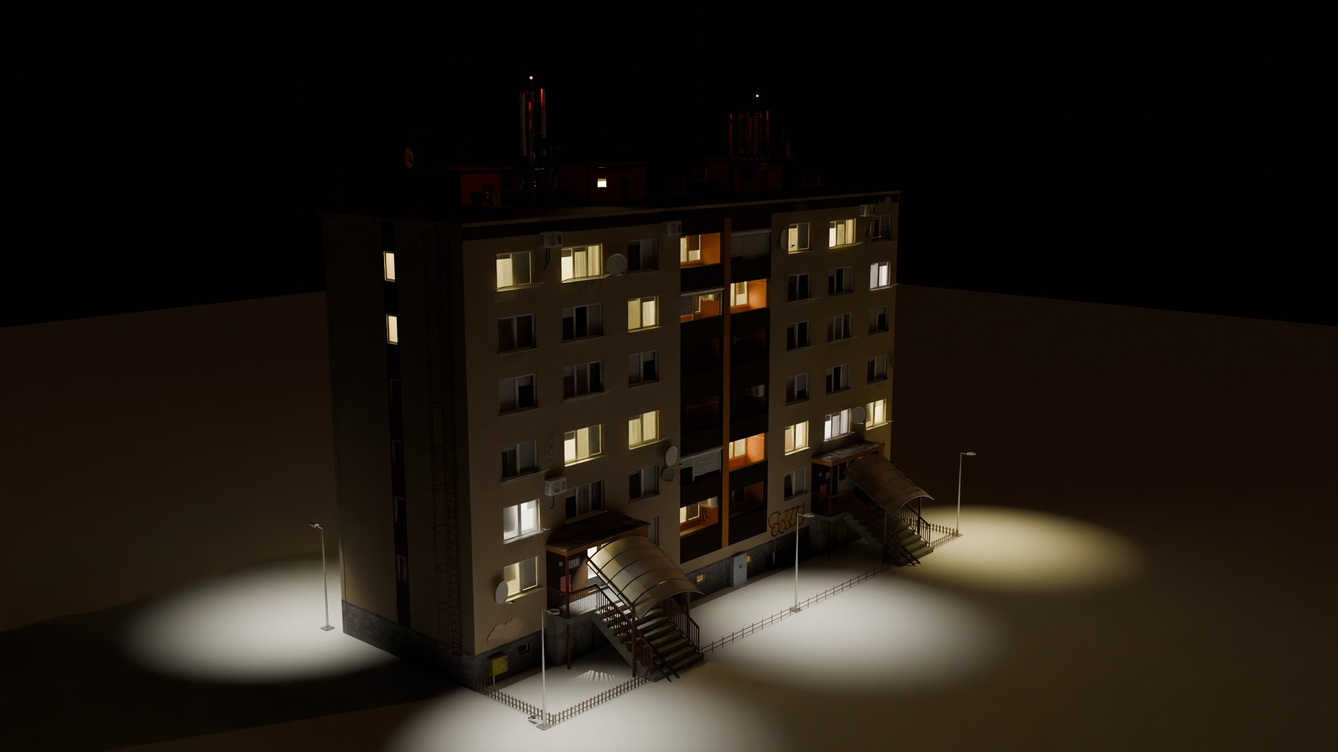 Realistic Block Of Flats 3D - TurboSquid 2377502