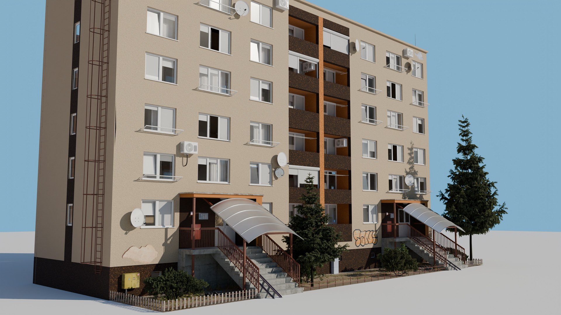 Realistic Block Of Flats 3D - TurboSquid 2377502