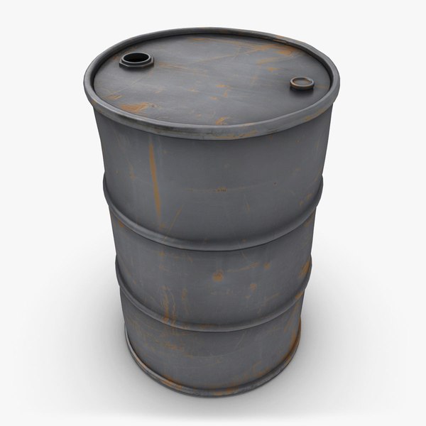 3d model realistic oil barrel blue