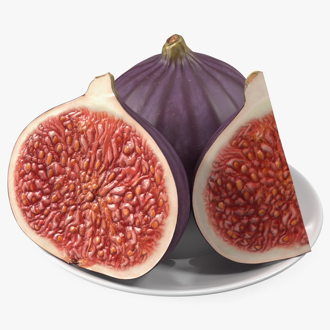 3D Fresh Riped Fig Whole Quarter and Half on Saucer model - TurboSquid ...