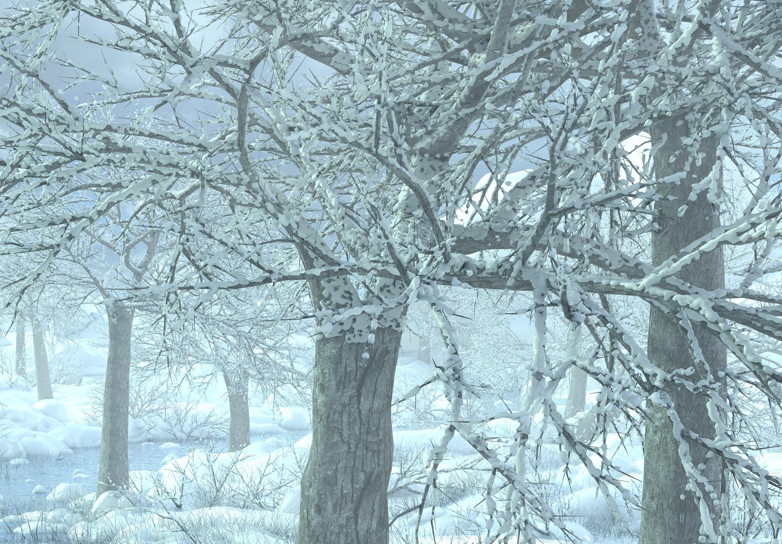 3D Model Snow Landscape River - TurboSquid 1580171