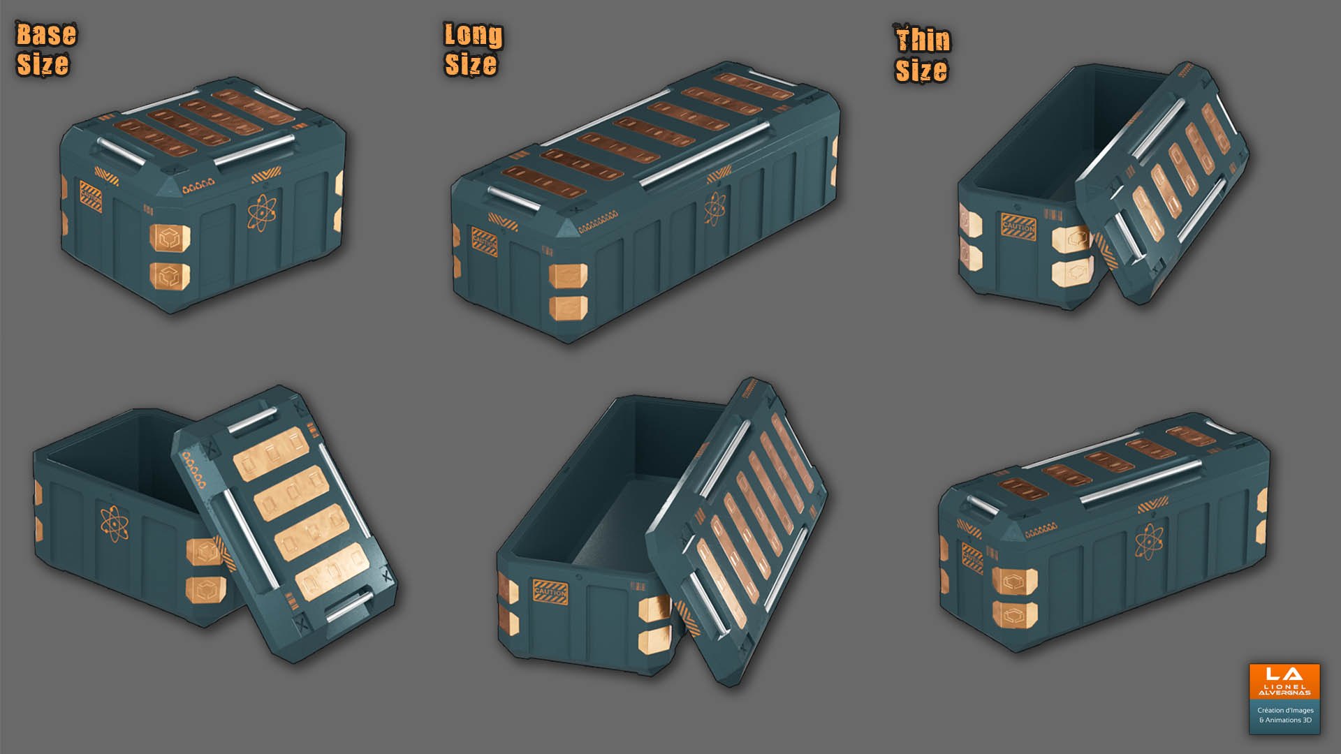 3D Model Sci Fi Storage Crates - Pack Of 3 Different Sizes With 1 ...