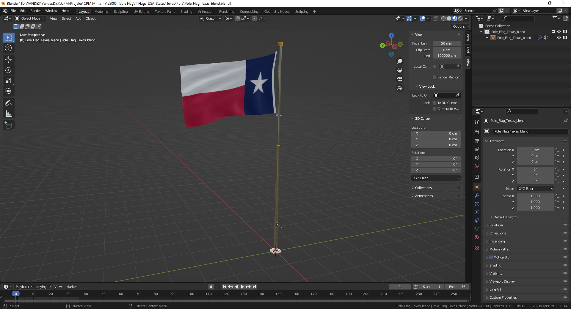 3D Pole Flag Texas Model - TurboSquid 2268979