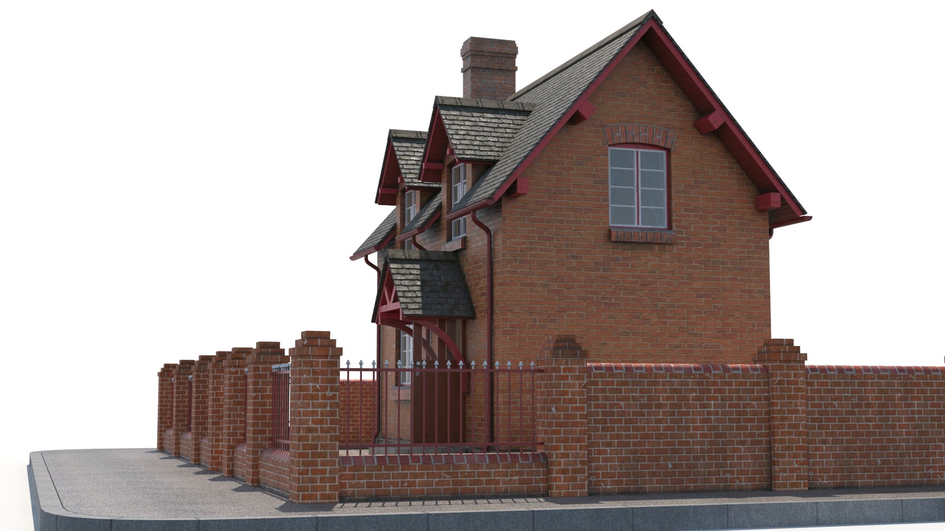 3D Model Small Brick House - TurboSquid 2165989