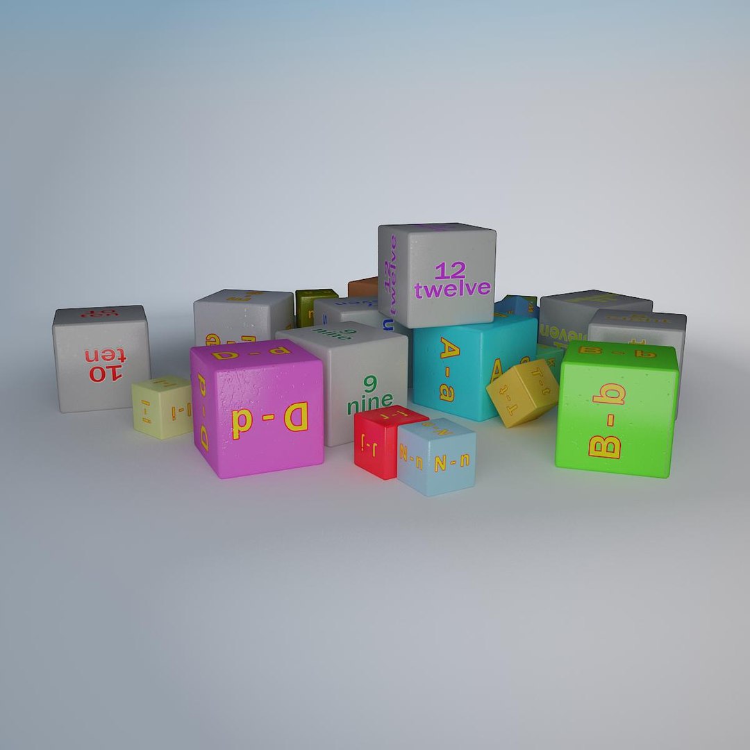 3d Model Alphabet Number Cube 1