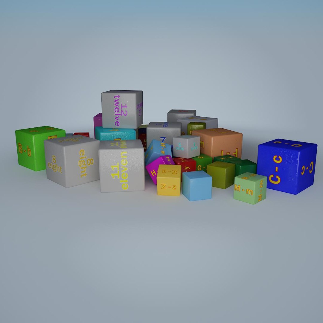 3d Model Alphabet Number Cube 1