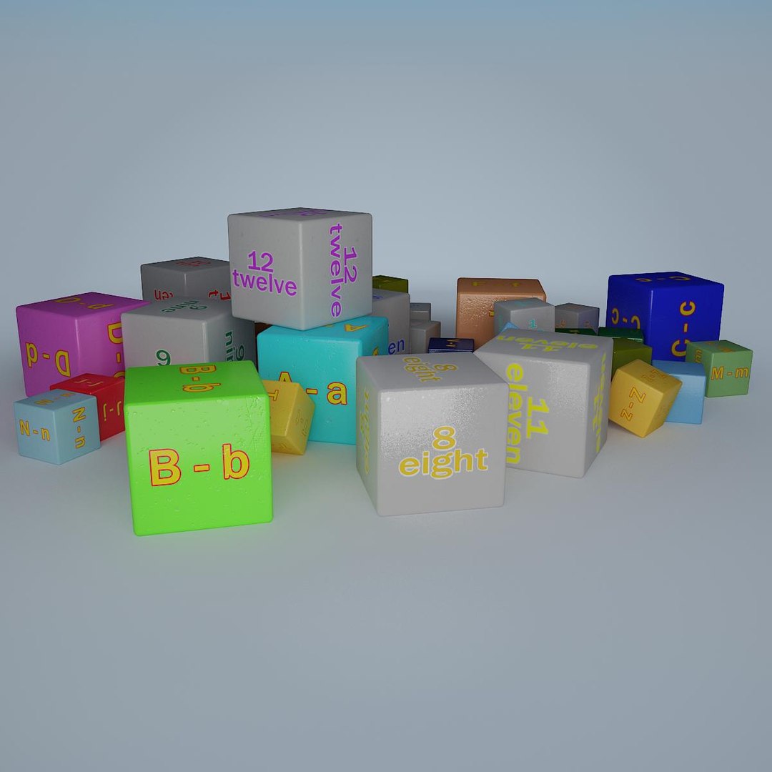 3d Model Alphabet Number Cube 1