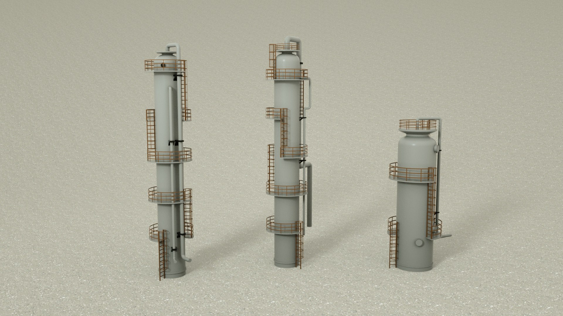 Natural Gas Towers 3d C4d