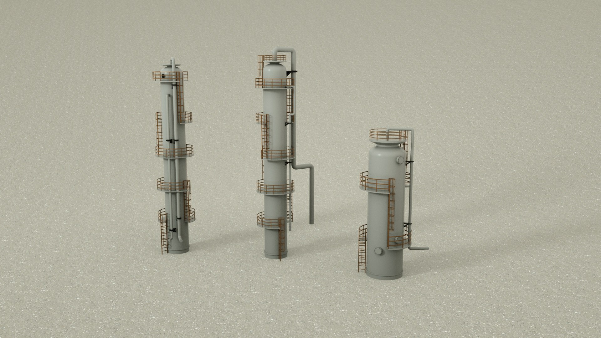 Natural Gas Towers 3d C4d