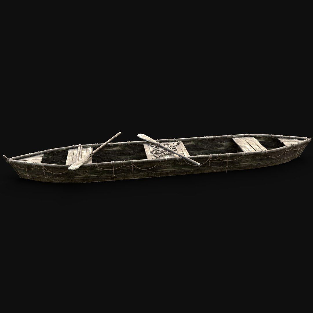 LONG BOAT ROWBOAT WOODEN FISHERMAN RIVER FISH LAKE CANOE SHIP Model ...