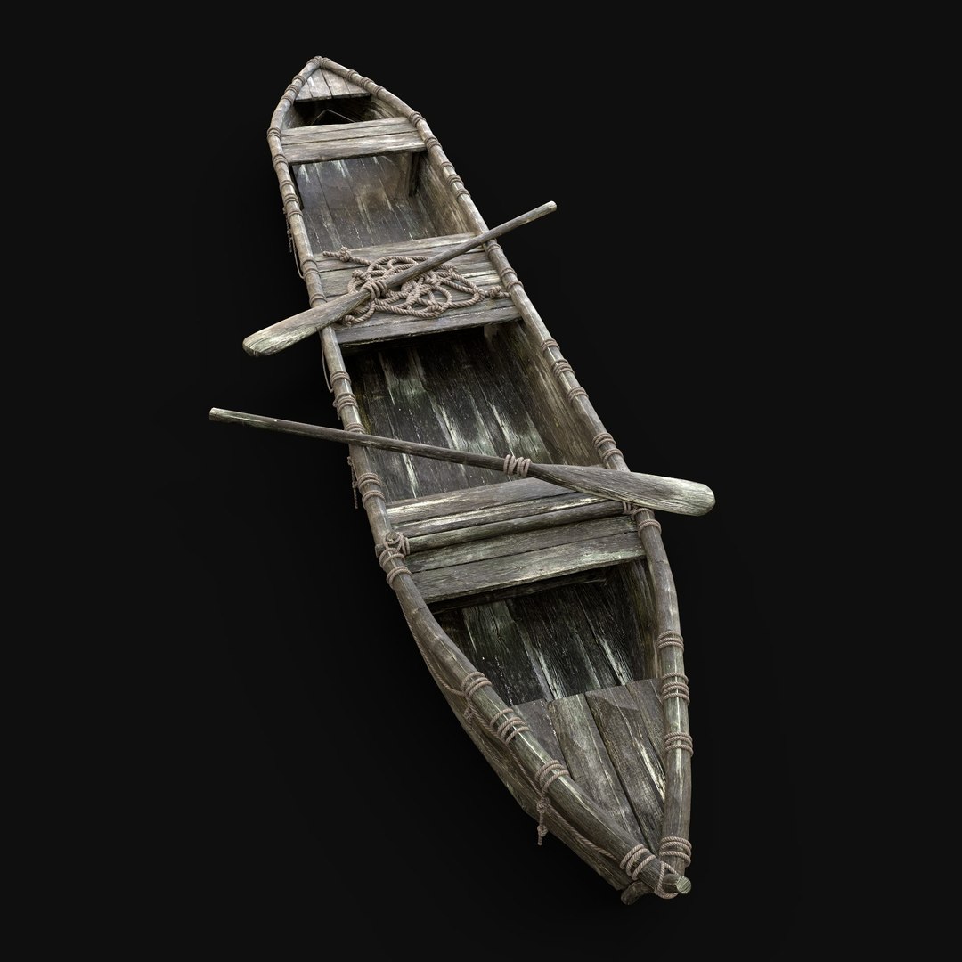 LONG BOAT ROWBOAT WOODEN FISHERMAN RIVER FISH LAKE CANOE SHIP Model ...