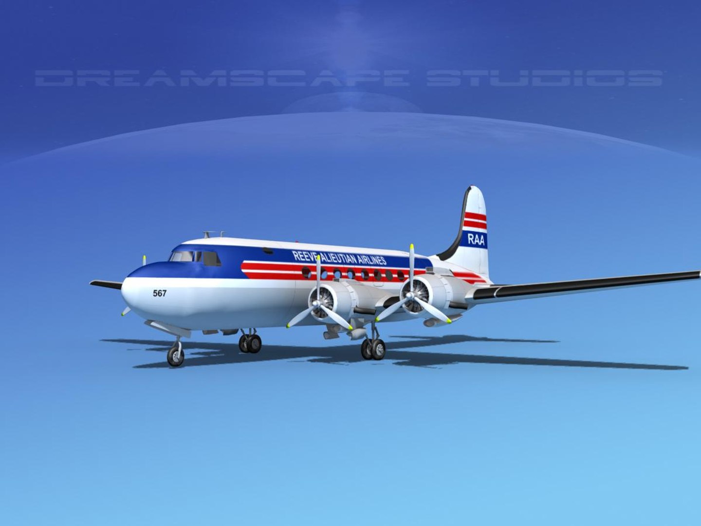 Dc-4 Propellers Gear 3ds