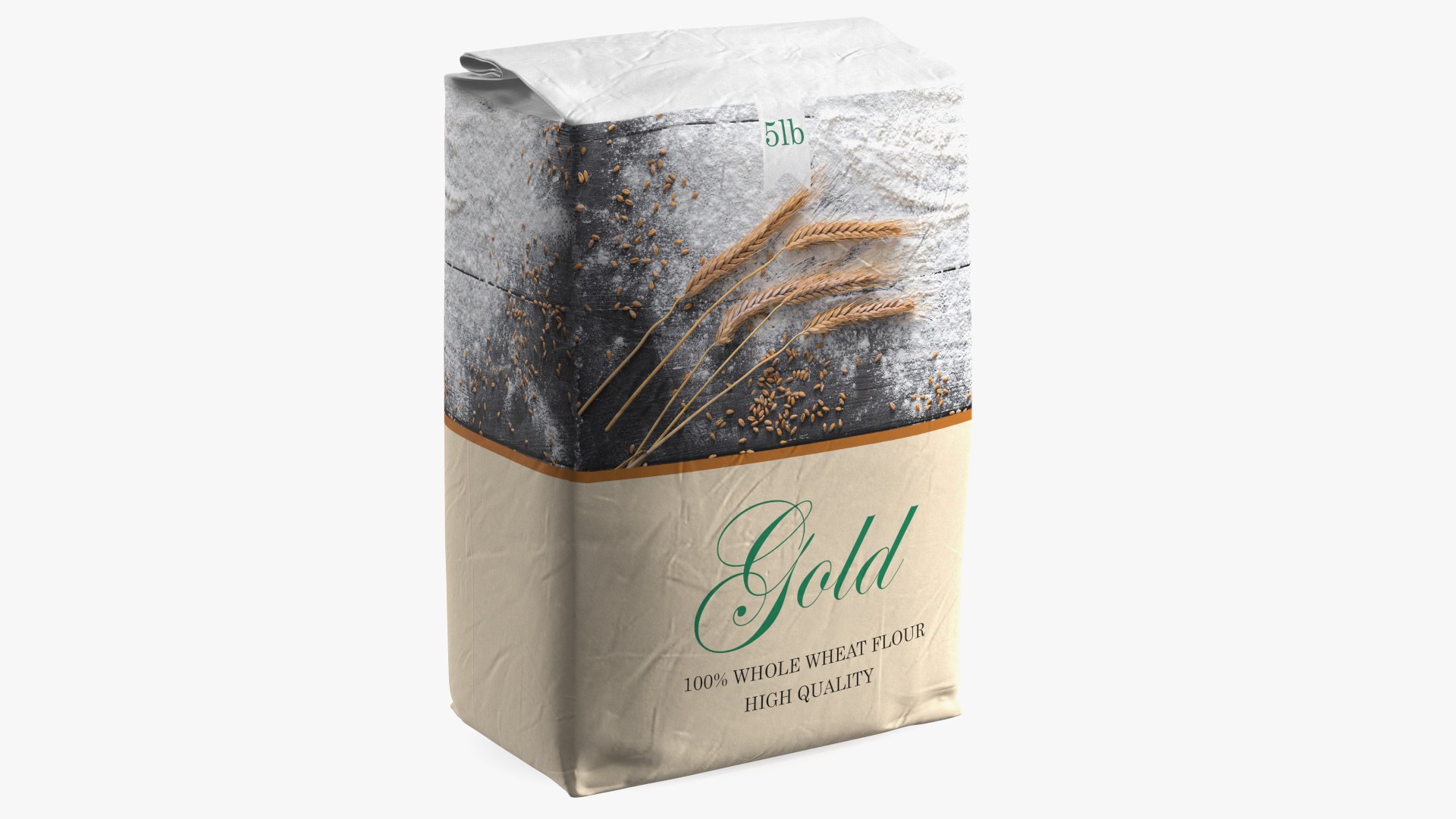 3D Wheat Flour Gold Bag 5lb model - TurboSquid 1724482