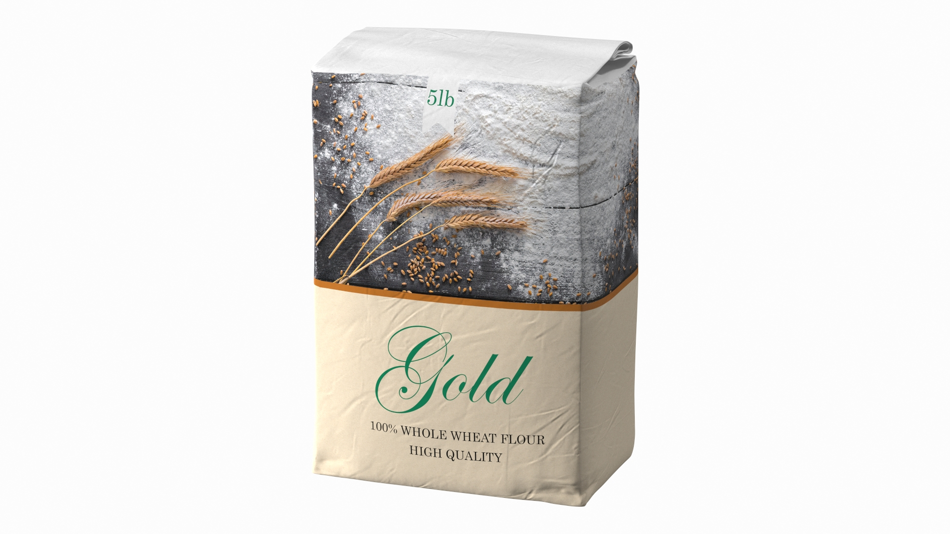 3D Wheat Flour Gold Bag 5lb Model - TurboSquid 1724482