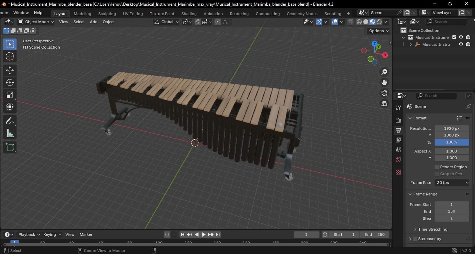3D Musical Instrument Marimba - TurboSquid 2416386