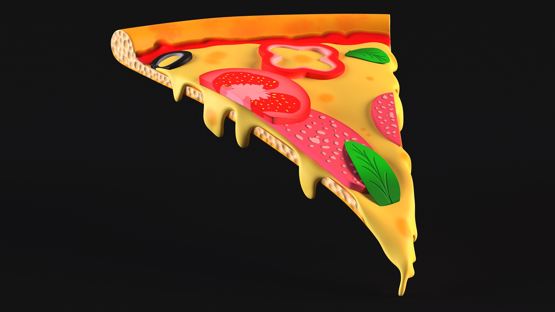 Cartoon Slice of Pepperoni Pizza 3D model - TurboSquid 2042295