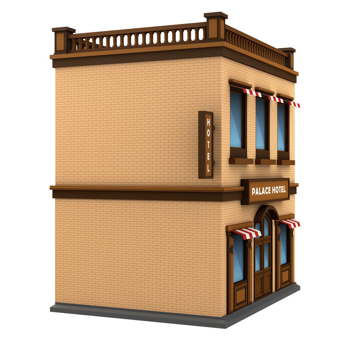 Cartoon Building Hotel 3D Model - TurboSquid 1404783