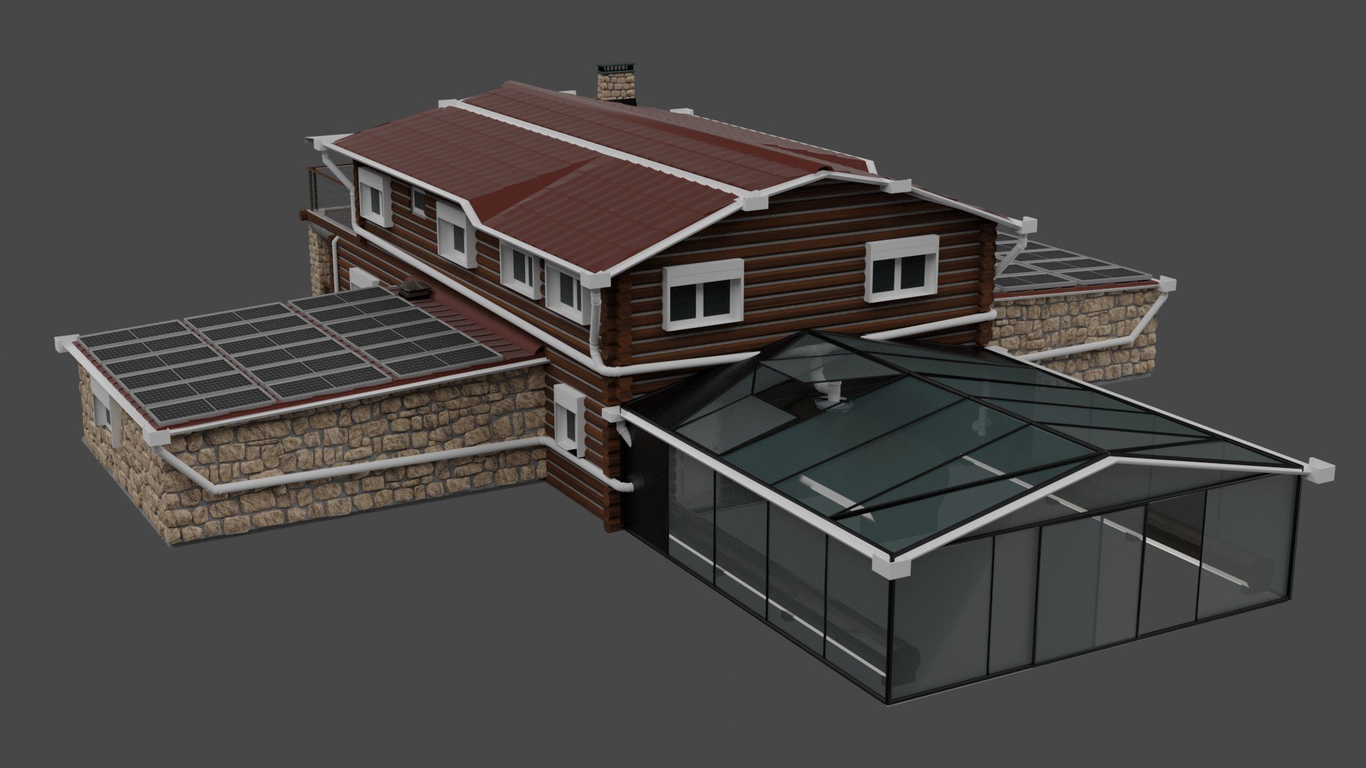 3D Offgrid Self Sufficient Timber House - TurboSquid 2125188