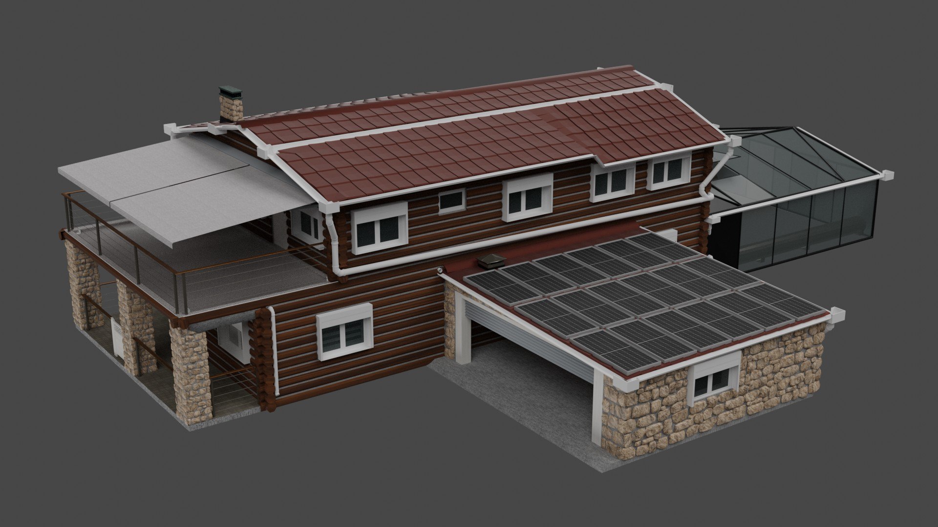3D Offgrid Self Sufficient Timber House - TurboSquid 2125188