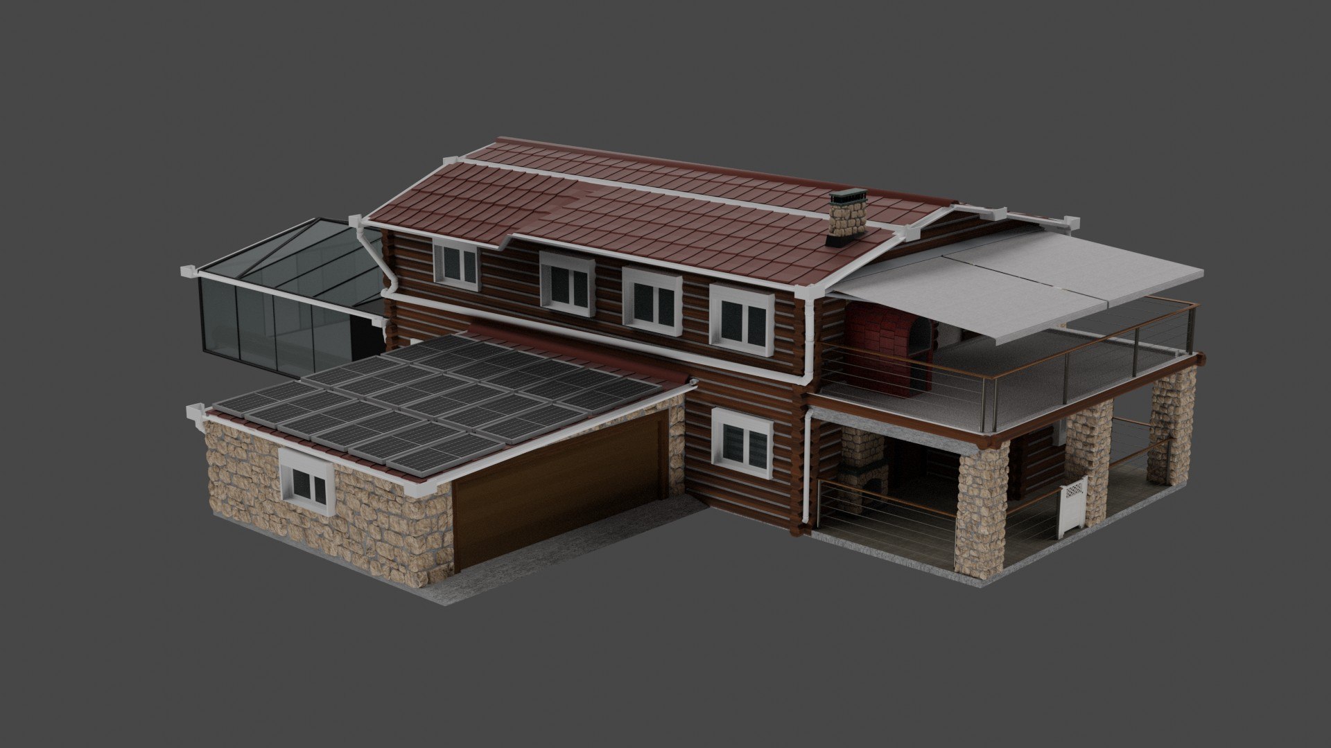 3D Offgrid Self Sufficient Timber House - TurboSquid 2125188