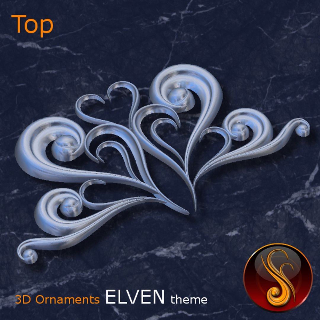 Ornament Set Elven 3d Model