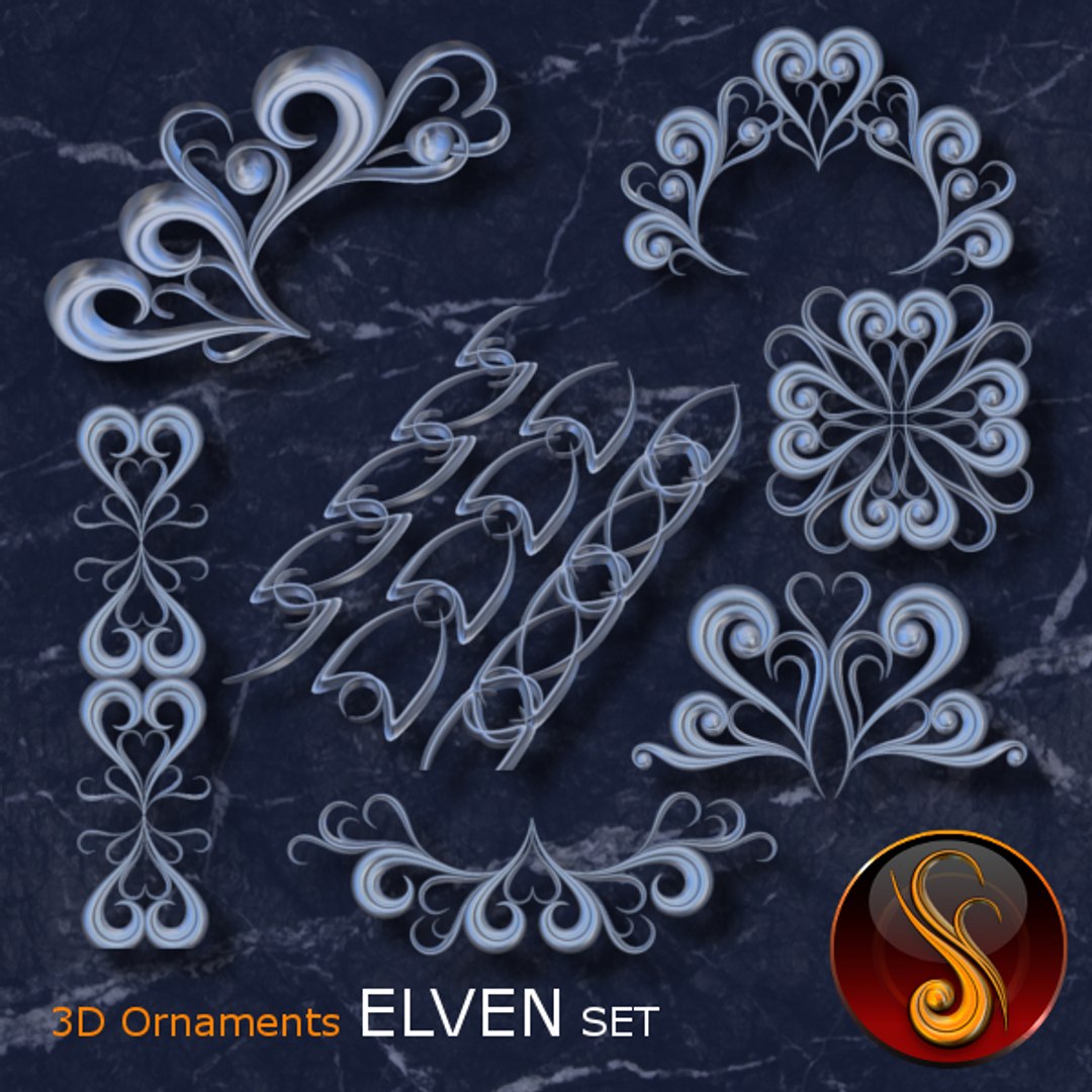 Ornament Set Elven 3d Model