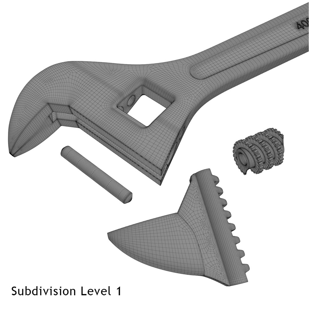 3d Model Of Adjustable Wrench