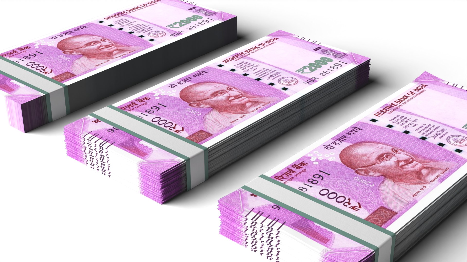 Stack of Indian 2000 Rupee Currency in 3 Variations model - TurboSquid ...