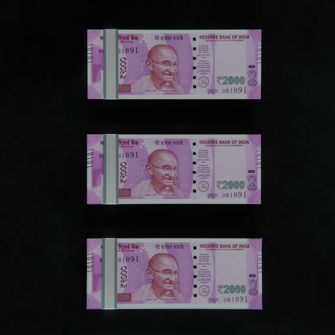 Stack of Indian 2000 Rupee Currency in 3 Variations model - TurboSquid ...