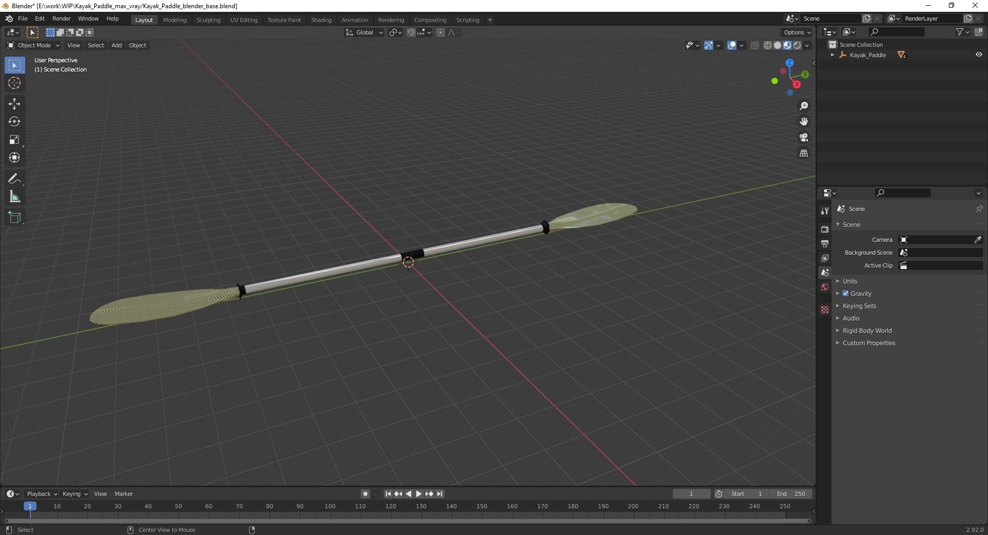 Kayak Paddle 3D Model - TurboSquid 2213114