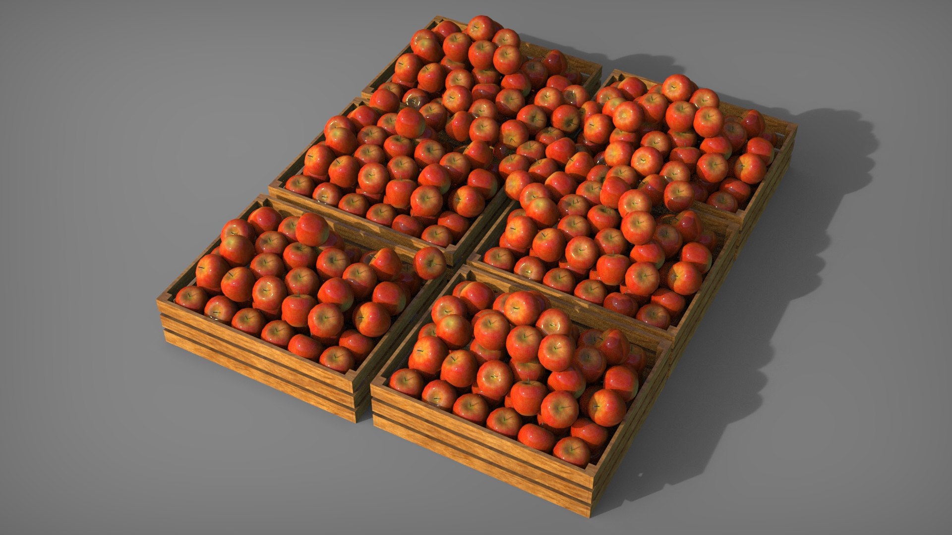 3D Apple Box Set Low-poly Model - TurboSquid 2065905