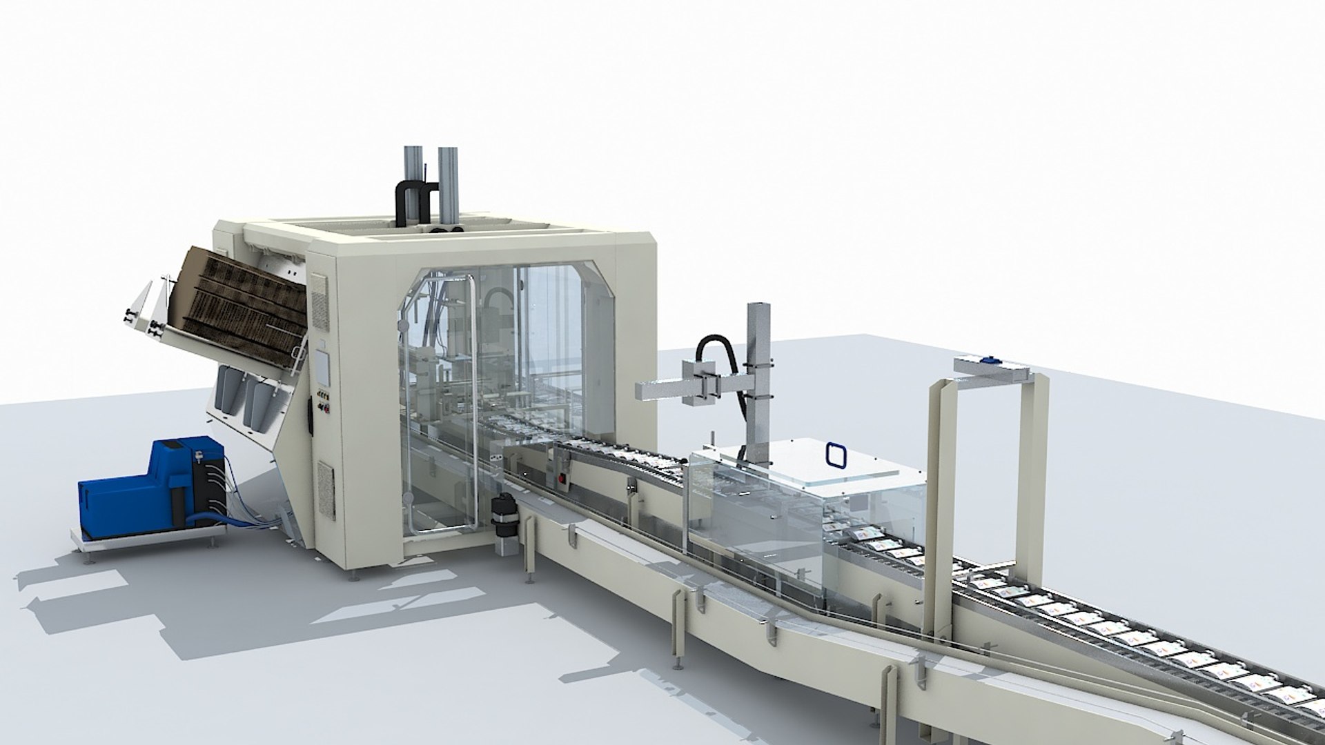 3D Automated Packaging Production Line For Fresh Milk Model ...