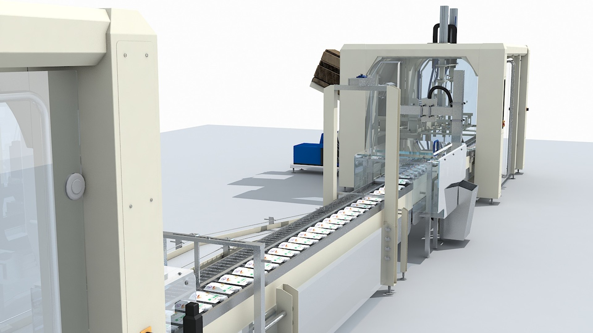 3D Automated Packaging Production Line For Fresh Milk Model ...