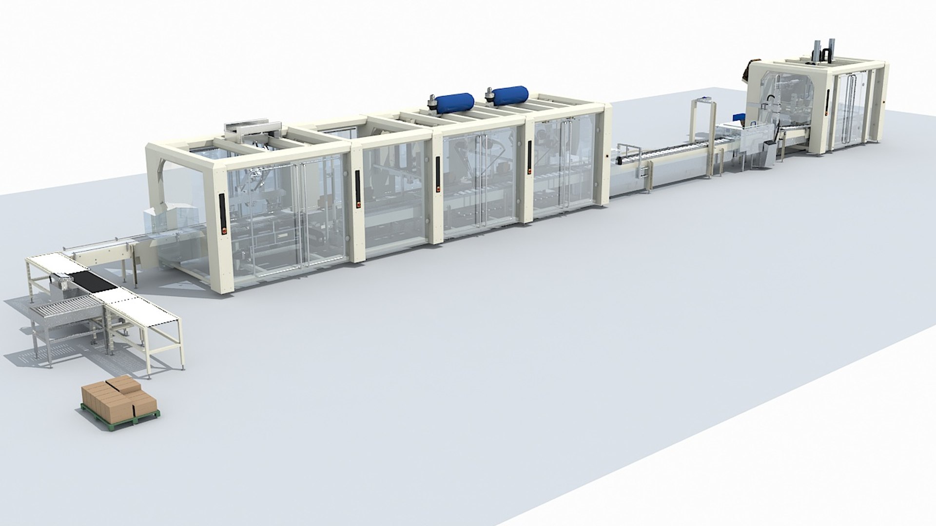 3D Automated Packaging Production Line For Fresh Milk Model ...
