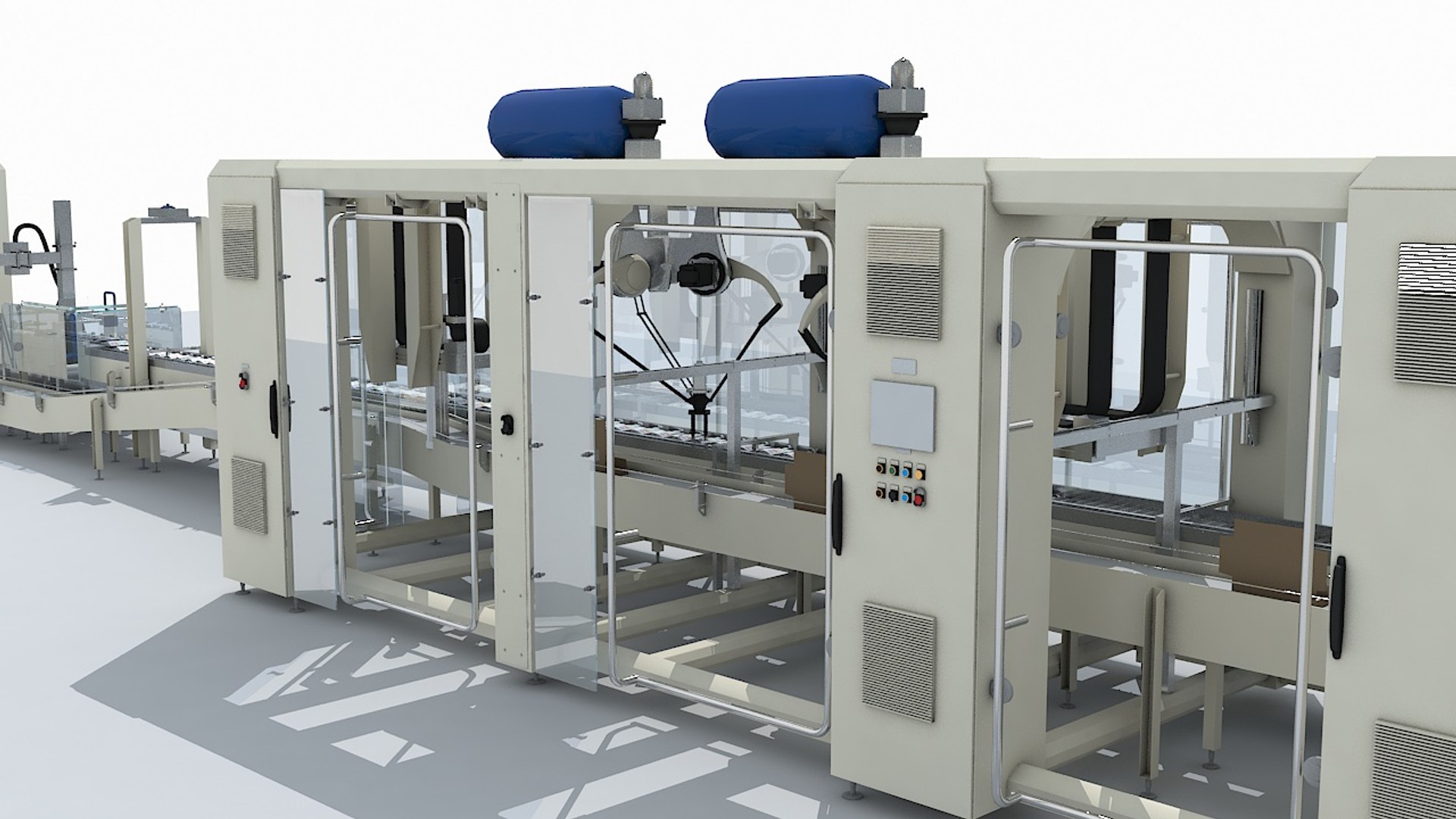 3D Automated Packaging Production Line For Fresh Milk Model ...