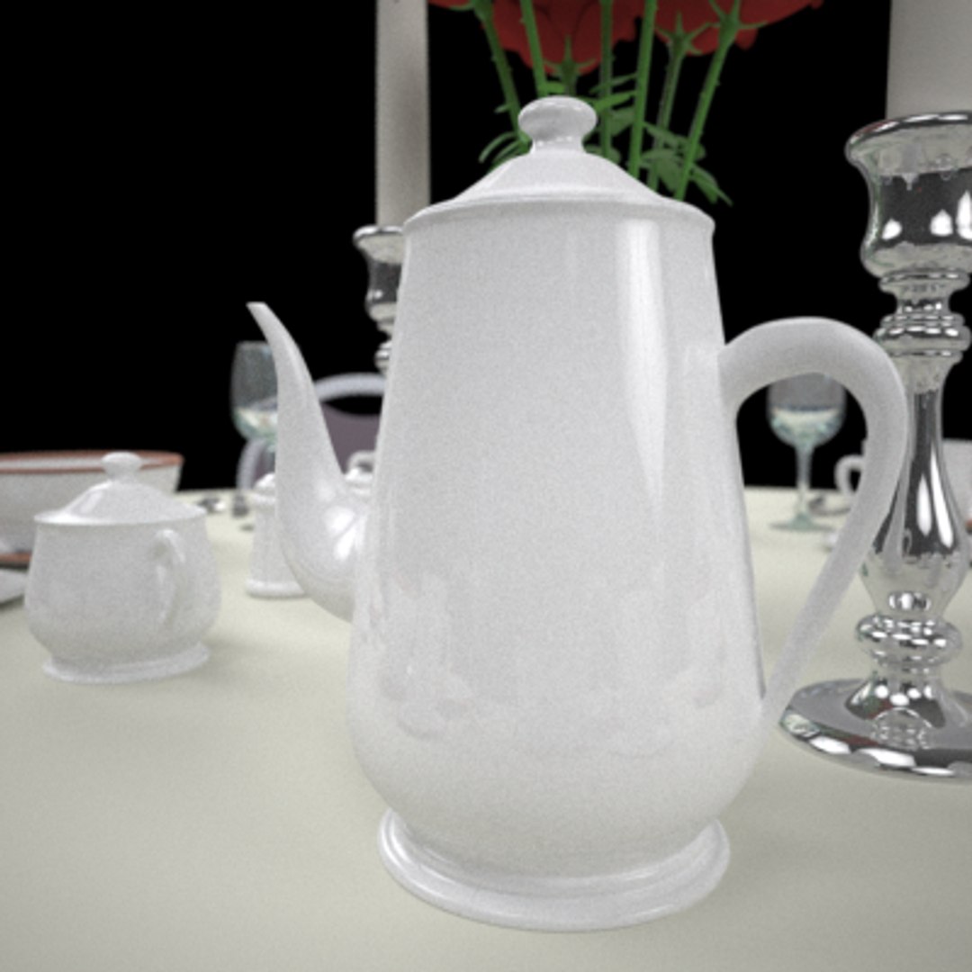 dinning table set plate 3d model