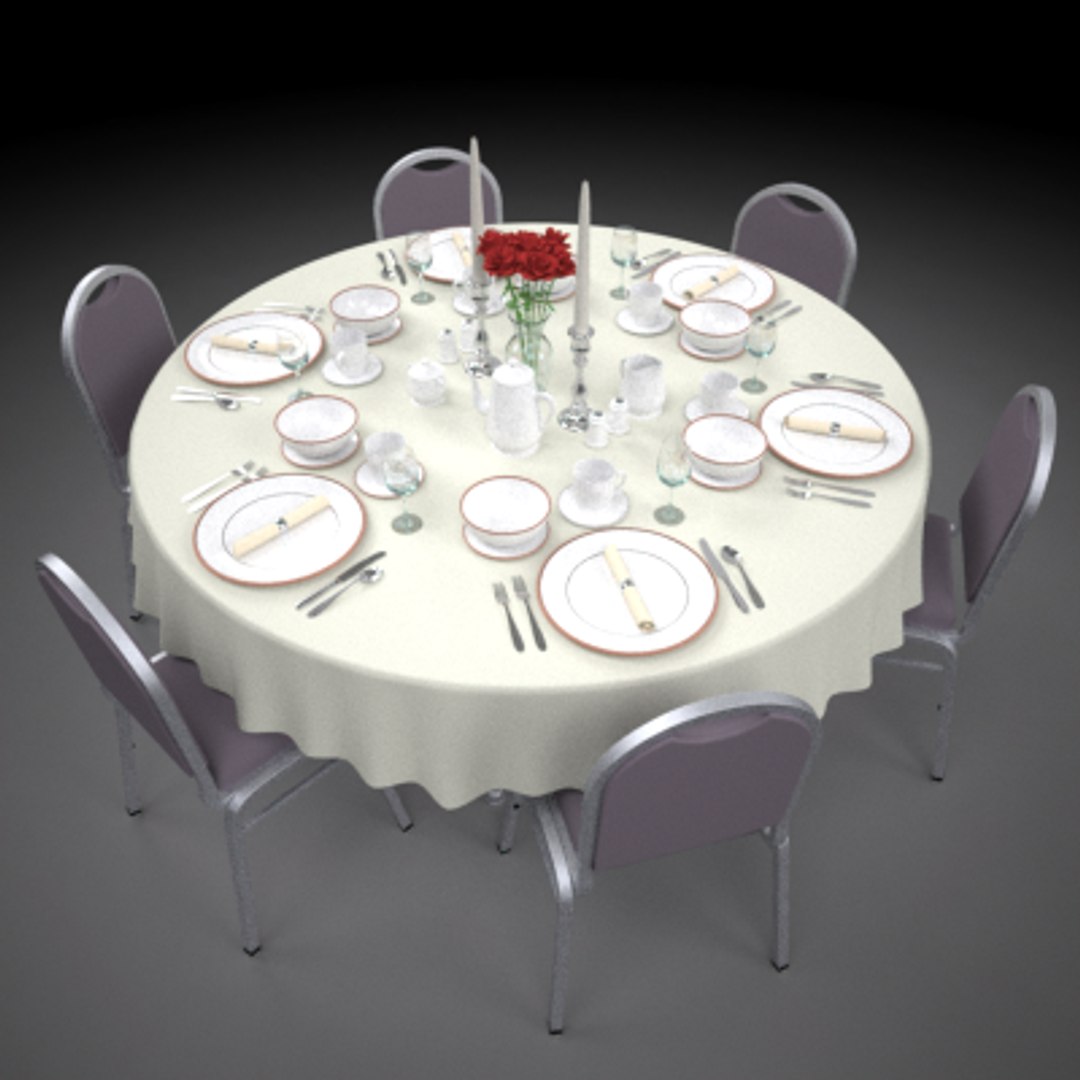 dinning table set plate 3d model