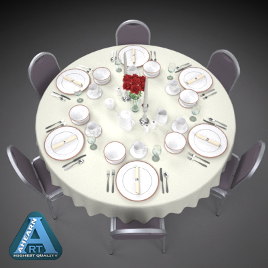 dinning table set plate 3d model