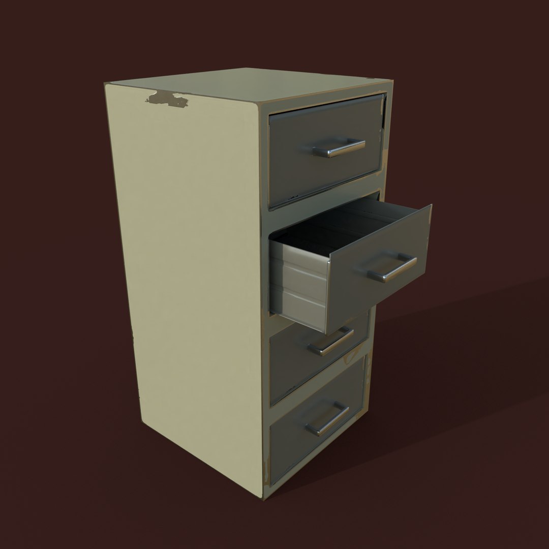 3D Model Metal File Cabinet Pbr - TurboSquid 1236446