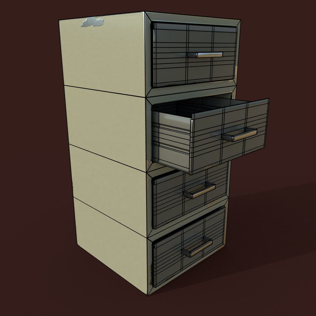 3D Model Metal File Cabinet Pbr - TurboSquid 1236446