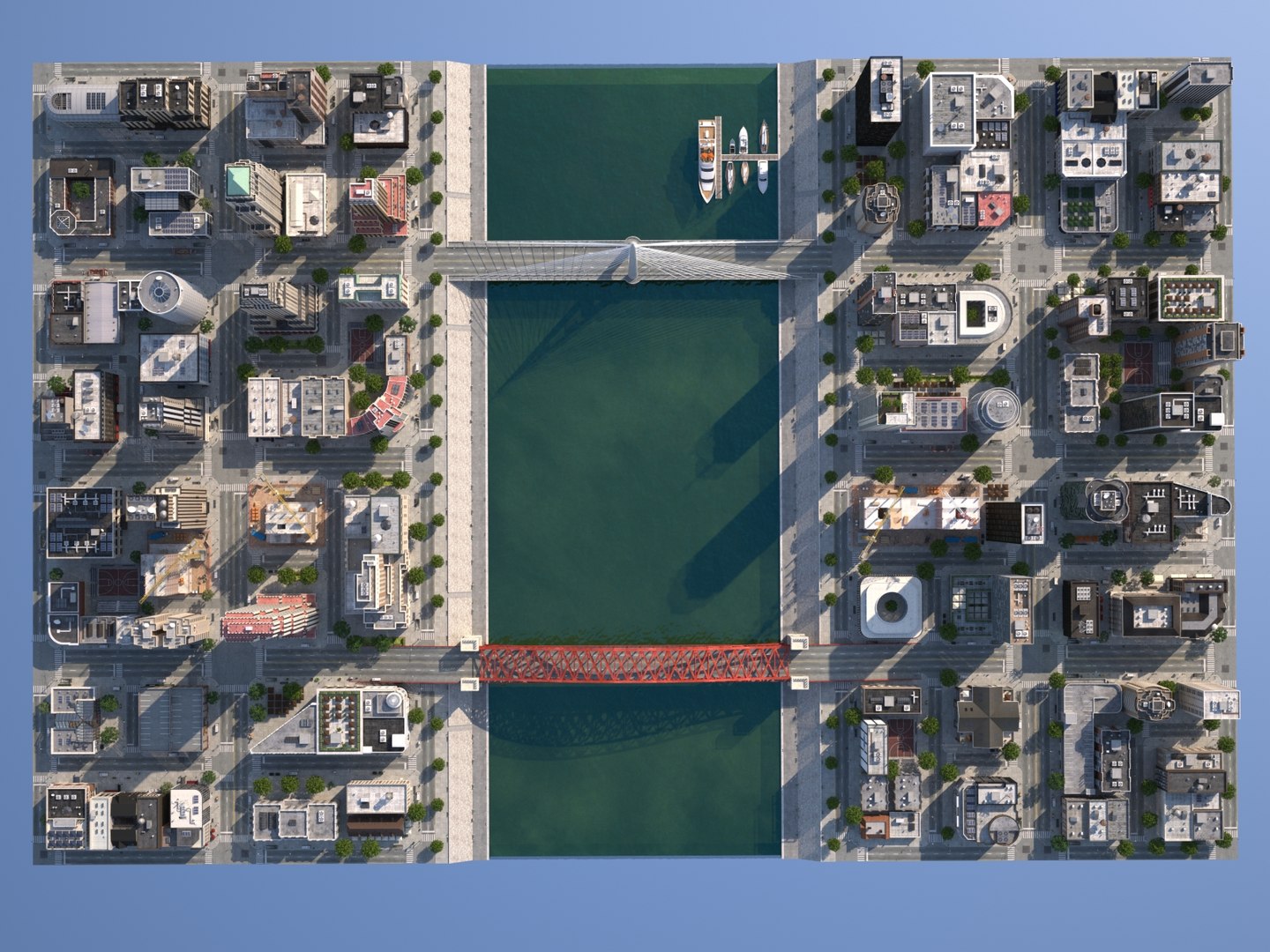 3d model river city buildings