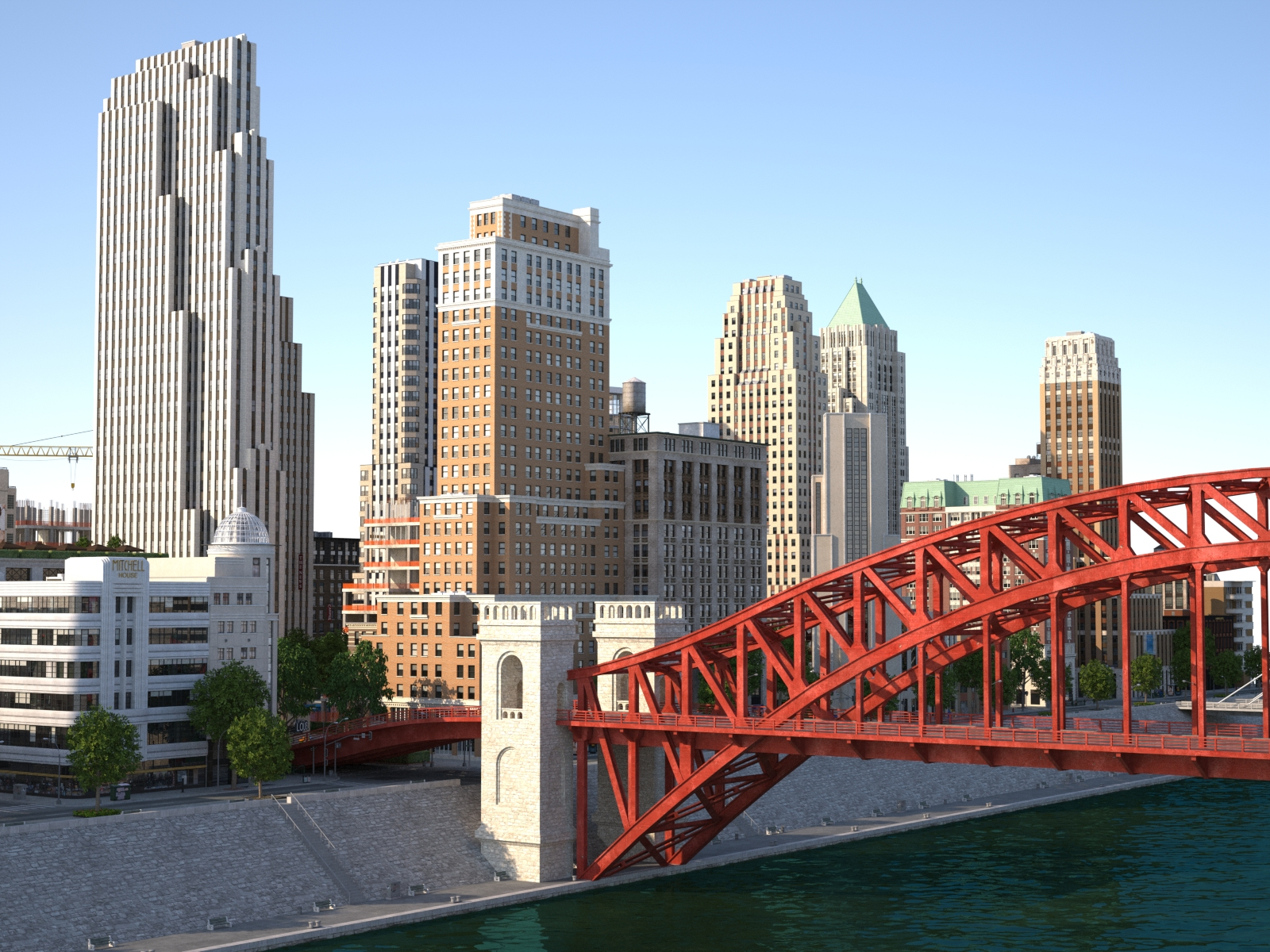 3d model river city buildings