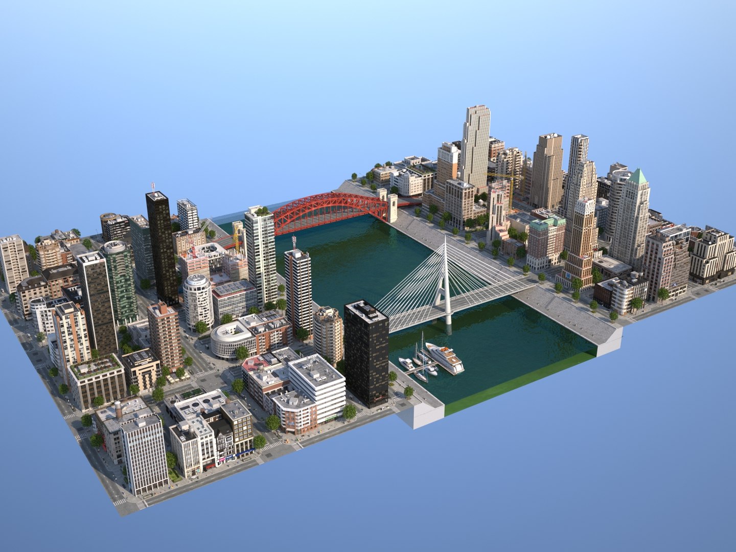 3d model river city buildings