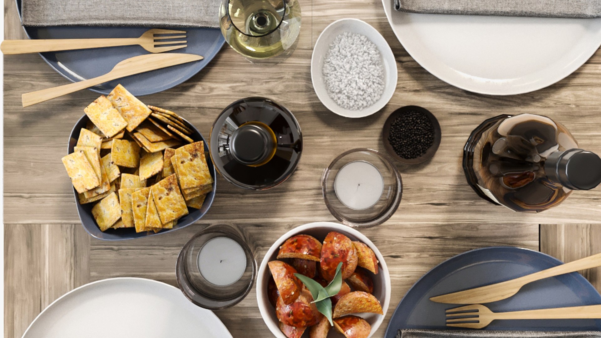 3D Table Setting With A Set Beautiful Dishes And Drinks 7 Model ...